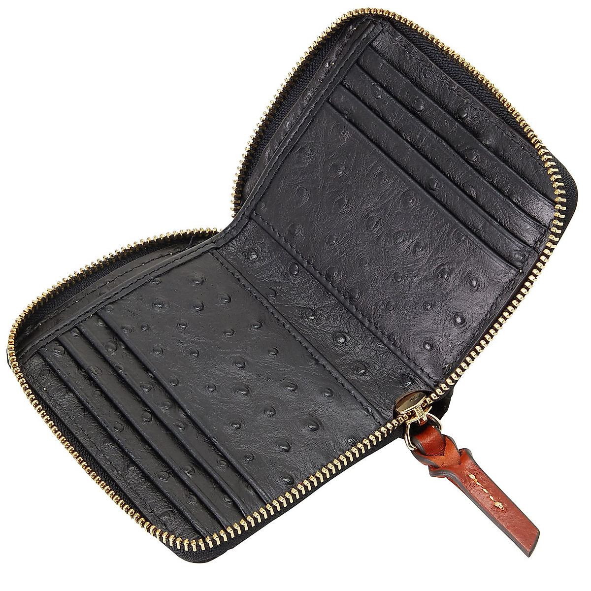Dooney & Bourke Wallet, Ostrich Small Zip Around Wallet - Black