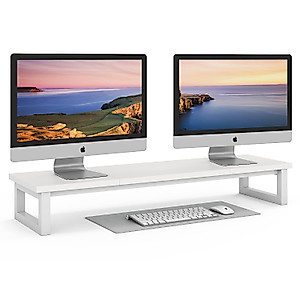 YAOHUOO Dual Monitor Stand Riser, 39Inch Large Monitor Stands for 2 Monitors, Computer Monitor Stand, Wooden Desktop Oraganizer Shelf for Office Desk Computer,Laptop,TV