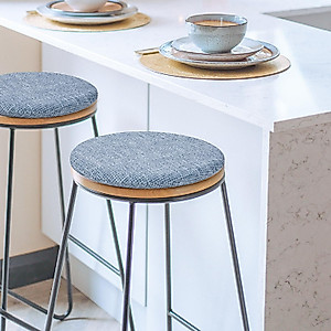 Gumcoly 14" Memory Foam Chair Cushion, Round Seat Cushion, Circle Stool Cushion with Removable Cover, Kitchen Dining Chair Pad Blue