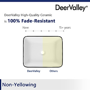 DeerValley DV-1V0002 Bathroom Sink 19" x 15" Bathroom Vessel Sink Rectangular Above Counter Vessel Sink, White Body Black Trim