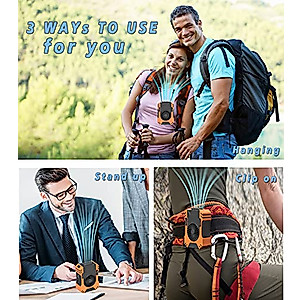 Portable Fan Clip on Waist 7000mAh,Personal Cooling Neck Fan 7100RPM Strong Airflow,5in1 with Flashlight/SOS & Portable Power Bank,3 Speeds for Workers,Camping Hiking Cooking, Outdoor Hot Terminator