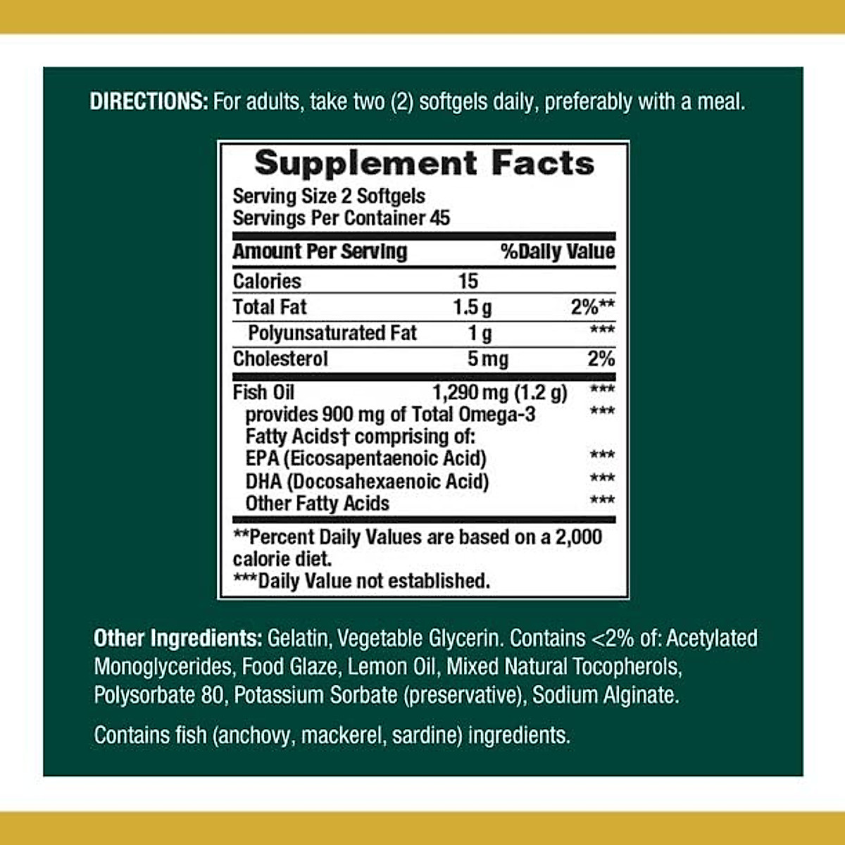 Fish Oil 1290 mg, Mini Odorless Softgels, 2 Bottles (90 Count)