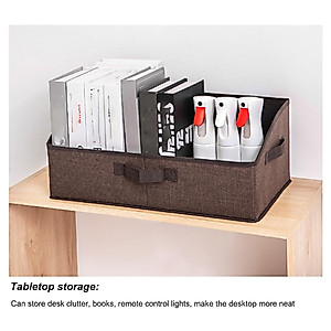 Zenlux 2 Packs Cube Storage Bins,Foldable Trapezoid Storage Bins with Handles,Closet Fabric Baskets for Organizing Toys,Clothes,Books and Office Supplies Shelves (Brown)