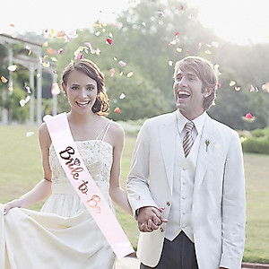 Totelux Bride to Be Sash Rose Gold Bridal Sash with Diamond White Satin Sash Bachelorette Party Wedding Accessories