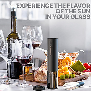 HotFrost Electric Wine Opener – Wine Bottle Opener Kit with Foil Cutter, Wine Aerator, Vacuum Stopper – Rechargeable Corkscrew Wine Opener – Cordless Automatic Wine Opener – Birthday Wine Gift Set