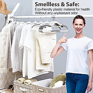 Edergoo Plastic Hangers 50 Pack, Clothes Hangers Non Slip, Non-staining Space Saving Hangers, 17.1 inches Coat Hangers Heavy Duty Hanging Dry Wet Clothes, Gray