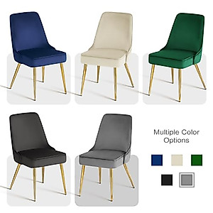 KithKasa Dining Chairs Set of 4 Upholstered Mid-Century Modern Velvet Accent Desk Chair with Gold Legs for Kitchen Living Room Grey…