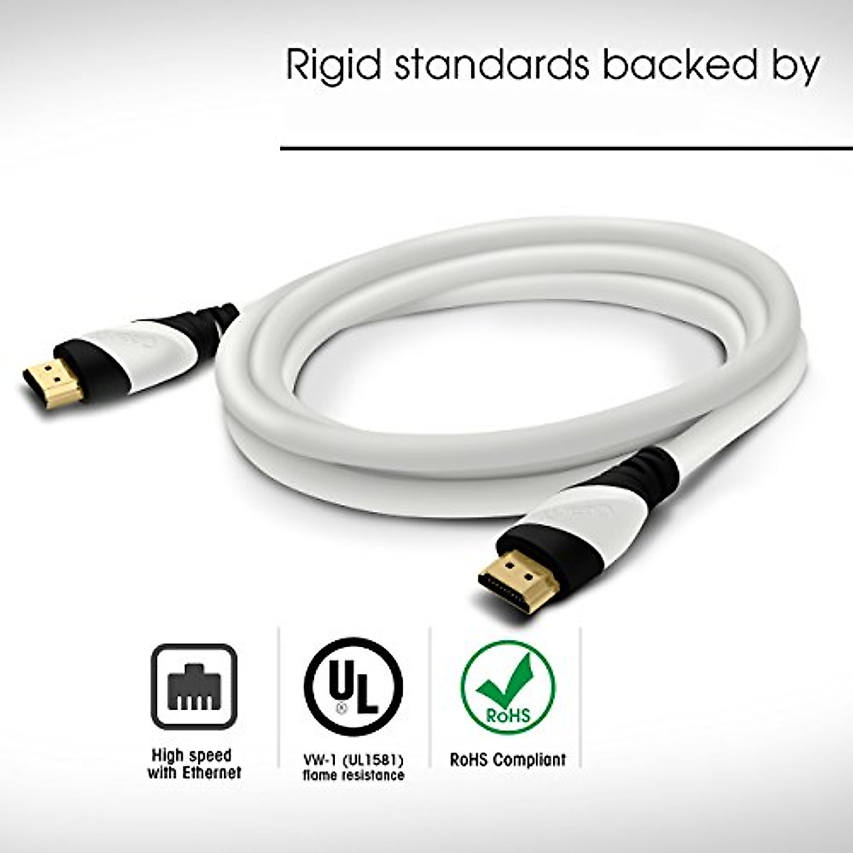 35 Ft HDMI Cable, GearIT Pro Series HDMI Cable 35 Feet High Speed Ethernet 4K Resolution 3D Video and ARC Audio Return Channel HDMI Cable, White