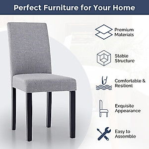 IULULU Dining Chairs Set of 4 Upholstered Linen High-Back, Grey