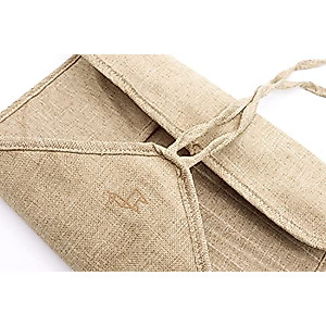 ETCHR Canvas Roll Up Brush Pouch - Brown Paint Brush Holder with Canvas Ties - Paint Tool Roll - Paint Brush Roll Up Case - Art Tool Organizer - Art Brush Roll with Slots and Ties - Paint Brush Case