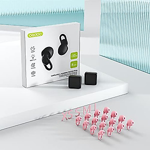 Silicone Reusable Soft Comfortable Earplugs for Noise Reduction, Sleeping,Noise Sensitivity & Flights -16 Ear Tips in XS/S/M/L, with 2 Travel Boxes - 33dB Noise Cancelling(Pink)