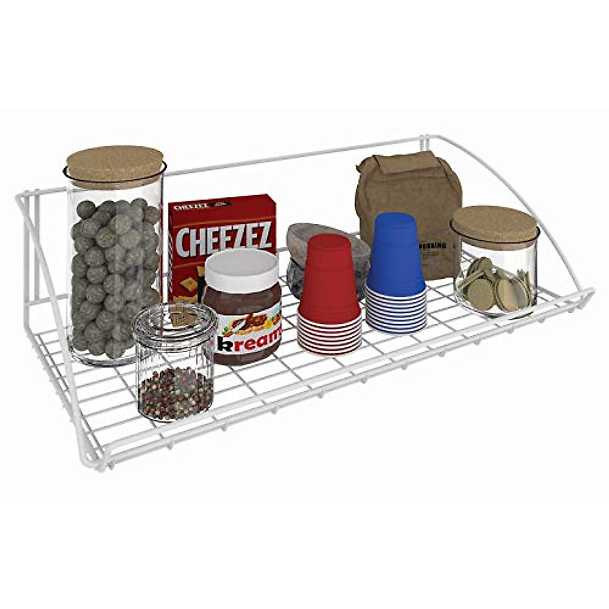 ClosetMaid 8279 24-Inch Wide Laundry Utility Hanger Shelf , White & Wire Hanging Shelf Basket for Storage, Organization in Closet or Pantry, No Assembly or Installation, Durable, White