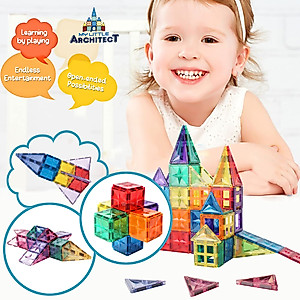 Magnetic Tiles with star shape for Kids, Educational 3D Magnet Building Blocks Set, STEM Preschool Toys for Children Creative Toy Magnets in Various Tile Shapes, Inspirational Learning Best Gift 3-8