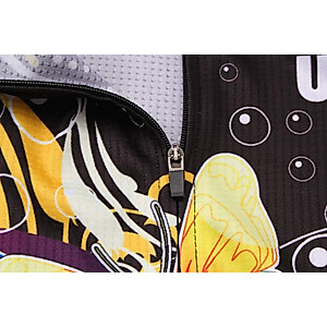 Uriah Women's Bicycle Jersey Bib Shorts Black Set Short Sleeve Reflective with Rear Zippered Bag Butterfly Flower Size M