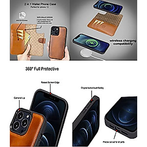 VENOULT Leather Wallet Case Comptible with iPhone 15 Pro MAX Man or Women, 15 Pro / 15 Plus 14 Pro / 13/12 and All Genuine Leather, 4 Card Holder Folio Cover, Wireless Charge, Kick Stand, ID Window