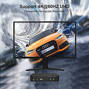 Dual Monitor KVM Switch HDMI 2 Port, 4K@60Hz Extended Display KVM Switch 2 Monitors 2 Computers with Audio Microphone Output and 3 USB Ports, PC Monitor Keyboard Mouse Switcher
