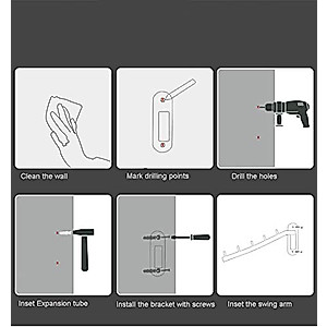 2 Set of NUZAMAS Wall Mounted 304 Stainless Steel Swing Arm Holders, Clothes Coat Hanger, 5 Hooks Coat Rack Closet, Storage Organizer Mirror Finished with Installation Kits