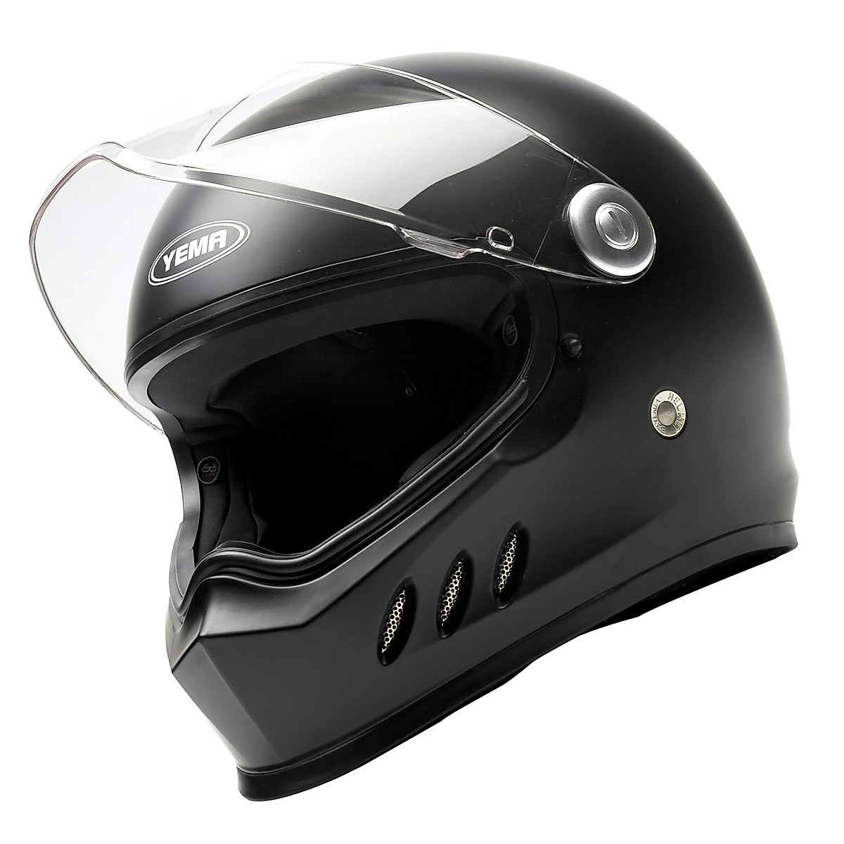 Motorcycle Full Face Helmet DOT and ECE Approved - YEMA YM-833 Motorbike Moped Street Bike Racing Crash Helmet with Clear Visor for Adult, Men and Women - Matte Black, M