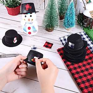 Skylety 8 Pieces Snowman Hats for Crafts Mini Top Hats Felt Top Hats Small Black Craft Top Hats for Christmas Party Snowman Doll Craft Decor