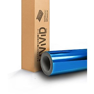 VViViD Blue Mirror Chrome Cast Vinyl Wrap Self-Adhesive Film Decal Air-Release Bubble and Air-Free 3MIL-VViViD8 (1ft x 5ft)