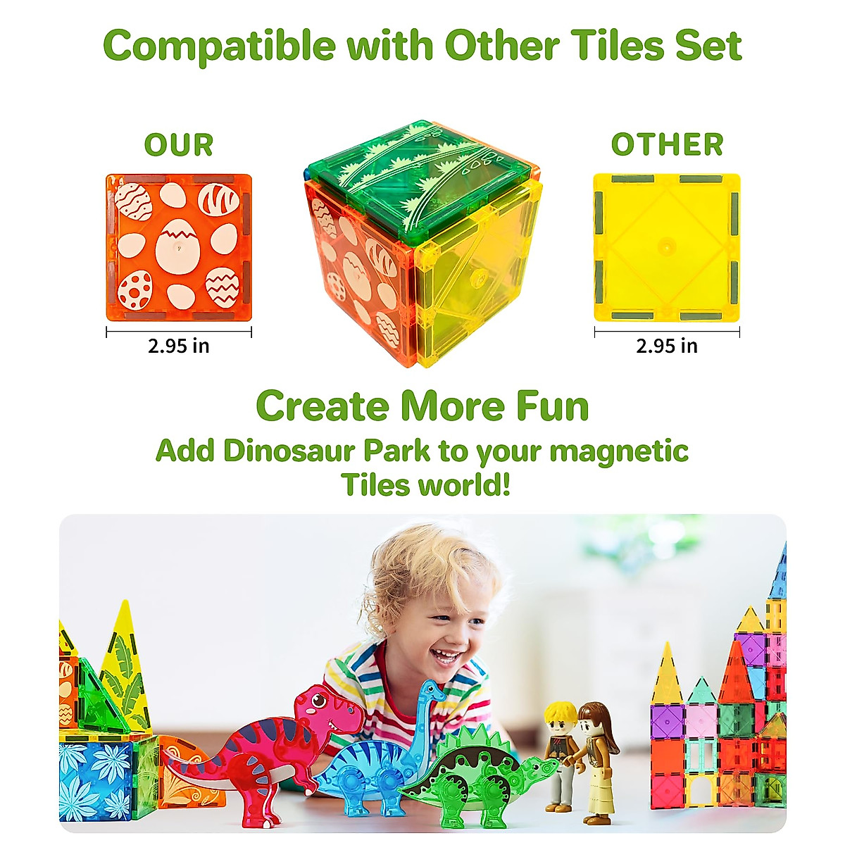 Asago Magnetic Tiles Dinosaurs Magnet Building Blocks Toys for Kids ages 3-5 4-8 8-12 Creative Animals Educational Stack Tile Construction for Boys Girls Toddlers 5-7 Year Old to STEM Learning