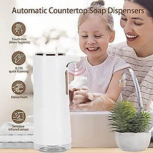 Automatic 10oz/300ml Rechargeable Touchless Sensor Foaming Pump Hands Free 3 Level Adjustable Hand Soap Dispenser for Bathroom Kitchen