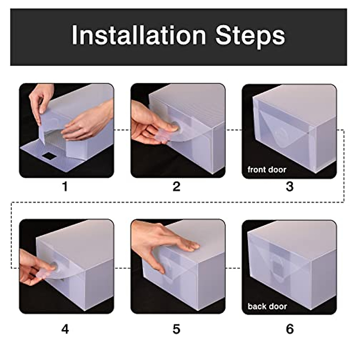 Fixwal 12 Pack Storage Boxes Large Clear Plastic Foldable Shoe Storage Containers Stackable Organizer for Closet Space Saving Sneaker Bins