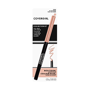 COVERGIRL Exhibitionist Lip Liner, Pencil, Creamy, In the Nude, 0.012 Fl Oz ,Lip Crayon, Makeup, Intense Pigmentation, Self-Sharpening Easy Application, Instant Definition