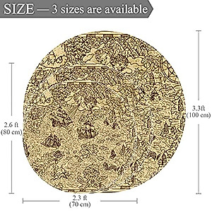 3ft Round Small Area Rug Nautical Map Sailboat Bathroom Rugs Soft Non-Slip Floor Carpet Bedroom Living Room Decorative Machine Washable
