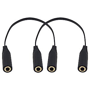 Poyiccot 1/8" 3.5mm Female to Female Adapter Cable 4 Pole TRRS Female Coupler AUX Extension Cable, 2Pack 3.5mm Aux Connector TRRS Adapter Stereo Audio Extension Cable ,7inch