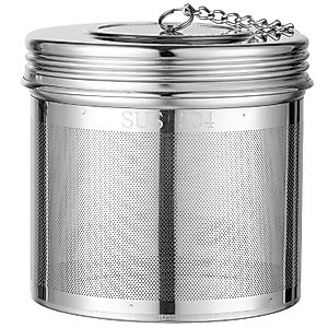 TEEMADE Large Tea Infuser - 304 Stainless Steel Tea Filter with Threaded Lid & Chain Hook - Ideal for Loose Leaf Tea, Cooking, and More - Extra Fine Mesh Holes Tea Strainer for Herbs, Iced Tea & Soup