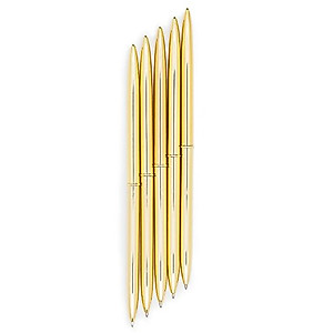 Gold Pens with Black Ink | Luxury Ballpoint Gold Pen Set of 6 in Glossy White Gift Box | Gold Office Supplies for Women Men - Slim Nice Pens for Writing (Gold/Black Ink)