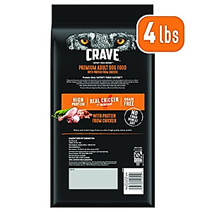 CRAVE Grain Free High Protein Adult Dry Dog Food, Chicken, 4 lb. Bag