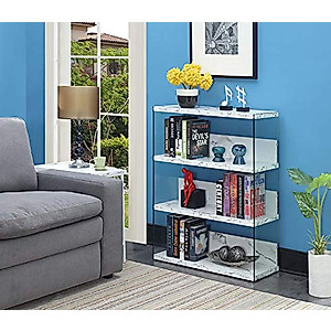 Convenience Concepts SoHo 4 Tier Wide Bookcase, White Faux Marble