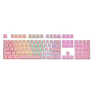 Redragon A130 Pink Pudding Keycaps, 104 Keys Standard Doubleshot PBT Keycap Set w/Translucent Layer for Mechanical Keyboard, OEM Profile, English (US) ANSI Layout