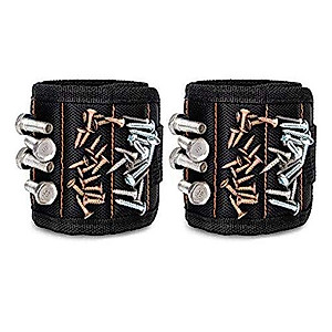 GOOACC G0010A 2 Pack 15 Magnetic Wristband Holding Screws Nails Drill Bits Gadgets Tools Gift for Men Him Dad DIY Handyman Electrician Husband, 2 Pack