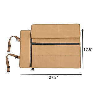 Denifiter Chef's Knife Roll Bag With 10 Slots And 1 Large Zipper Pocket, Waxed Canvas Knife Roll bag