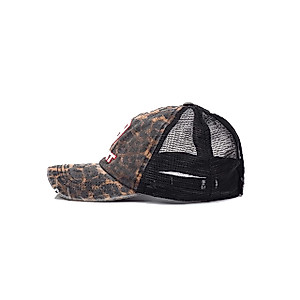 ARIAT Women's Black Leopard Ponytail Cap with Hook and Loop Closure