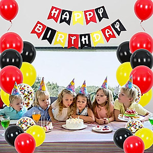 Red Yellow Black Birthday Decorations -Red Yellow Black Balloons for Birthday Party Supplies