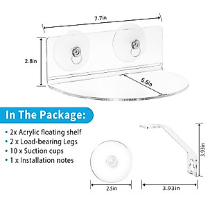 2 Pack Suction Cup Shelf for Plants Window, with Load-Bearing Bracket Window Shelf for Plants Herb Pots, Indoor Plants, Acrylic Window Sill Extender for Plants, Window Plant Shelves (Semicircular)