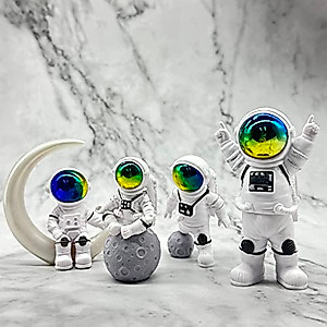 LUOZZY 4 Pcs Astronaut Figurines Cake Topper Miniature Astronaut Toys Space Cake Topper Spaceman Statues for Home Desktop Decor Space Theme Party Decorations