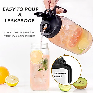 Glass Pitcher with Lid – 2 Quart Mason Jar Pitcher with Spout, 64 oz Wide Mouth Leak-proof Jug, Sun Tea Pitchers for Outside – Iced Tea, Water, Coffee, Juice, Milk and Drinks (Black)