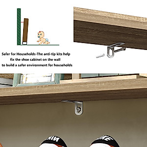 furomate Shoe Rack Storage Cabinet with 2 Natural Semi-Circular Rattan Doors, Entryway Boho Shoe Cabinet for Sneakers, Leather Shoes, High Heels, Slippers, 36.7“ Entryway Furniture