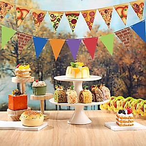 FuWeave 5 Pcs Turtle Party Banners Pizza Birthday Party Decorations Turtle Paper Banner Turtle Garland Pizza Pennant Flags Green Turtle Triangular Flag for Turtle Birthday Party Supplies