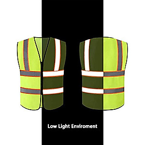 Tekware Safety Vest with High Reflective Strips, Pack of 10 Bright Neon Color Construction Protector with Zipper, Size XXL