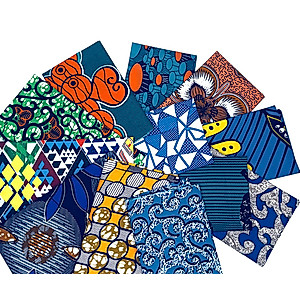African Ankara Wax Print Fat Quarters Fabric for Small Projects, Craft and Patch Work DIY (20.5 x 16 Inches)