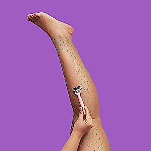 joy Razors for Women, 1 Handle, 4 Razor Blade Refills, Teal, Lubrastrip to Help Avoid Skin Irritation