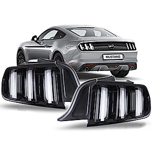 CPW Tail Lights Euro Style Compatible with 2015 2016 2017 2018 2019 2020 2021 2022 Ford Mustang LED Tail Lights Rear Lamps Sequential Plug & Play (Clear)