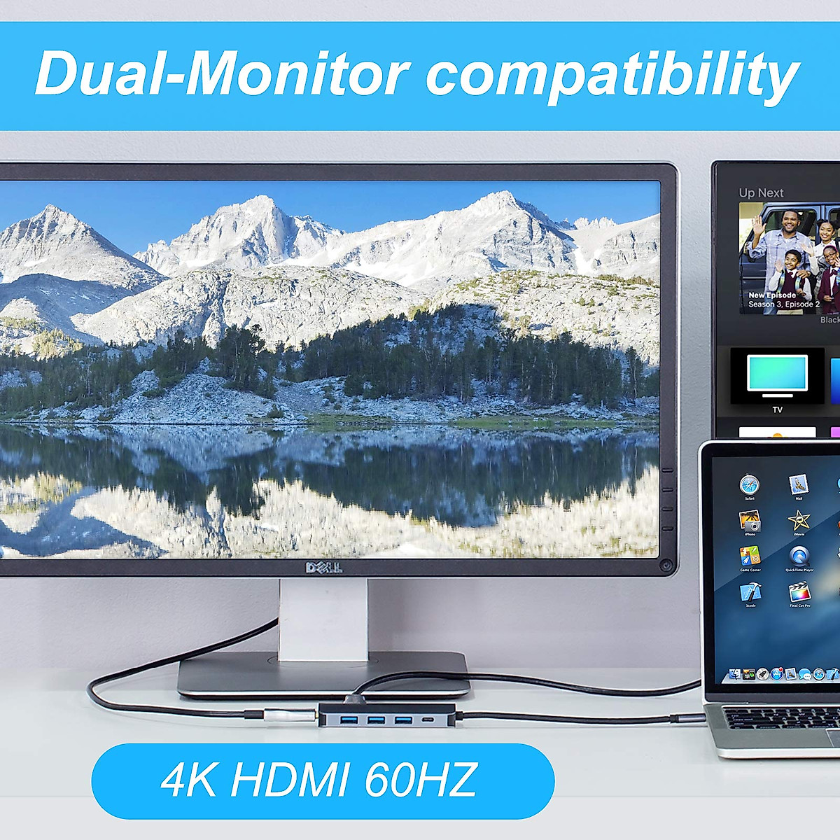 SAISIBON 8 in 1 Dual Monitor USB C Hub, Docking Station, 2 4K HDMI, 3 USB A 3.0 Ports, SD TF Card Reader, Support PD Fast Charging. Durable Aluminum Casing. Compatible with MacBook, Windows & More