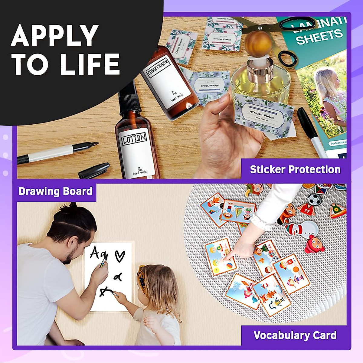 HA SHI Self Adhesive Laminating Sheets, Cold Laminate, self Seal, Plastic Paper, 8.5 x 11 Inch (20 Sheets)